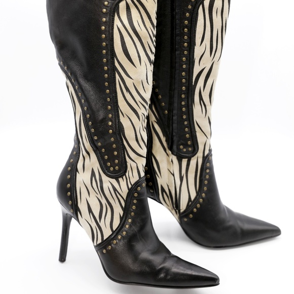 Colin Stuart | Shoes | Colin Stuart Zebra Print Leather Boots | Poshmark